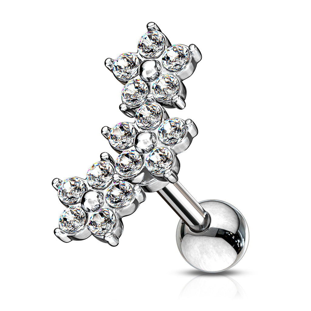 Triple flower cluster cartilage earring stud – PNT